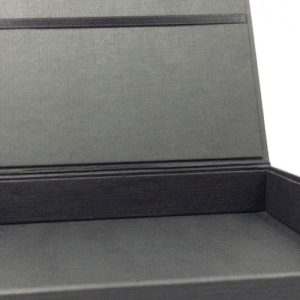 Black Hinged Lid Paper Wedding Invitation Box 7×7×1"