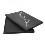 Contemporary Black Thai Silk Box With Flower Motive Print