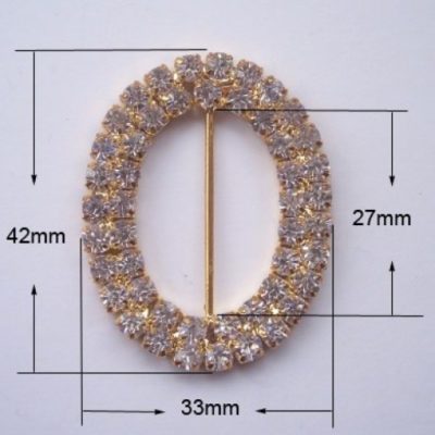 OVAL CRYSTAL BUCKLE WITH CLEAR STONES AND GOLD PLATED METAL