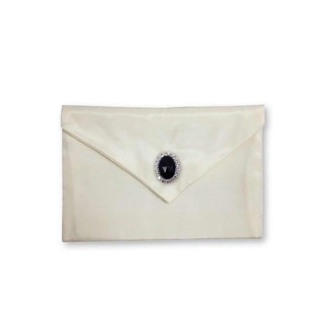 WEDDING POUCH IN ENVELOPE DESIGN WITH RHINESTONE BUTTON
