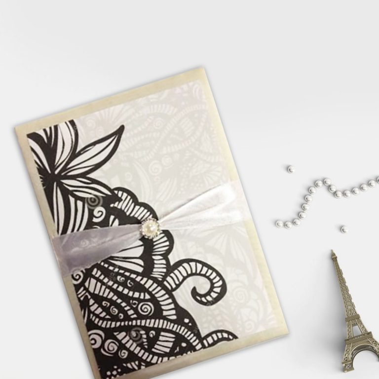 Elegant Invitation Pad In Ivory & Silver Color With Classy Pearl Crown ...