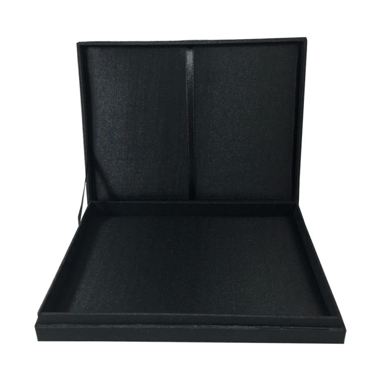 Fine Black Wedding Box Featuring Pearl Brooch & Silk Cover