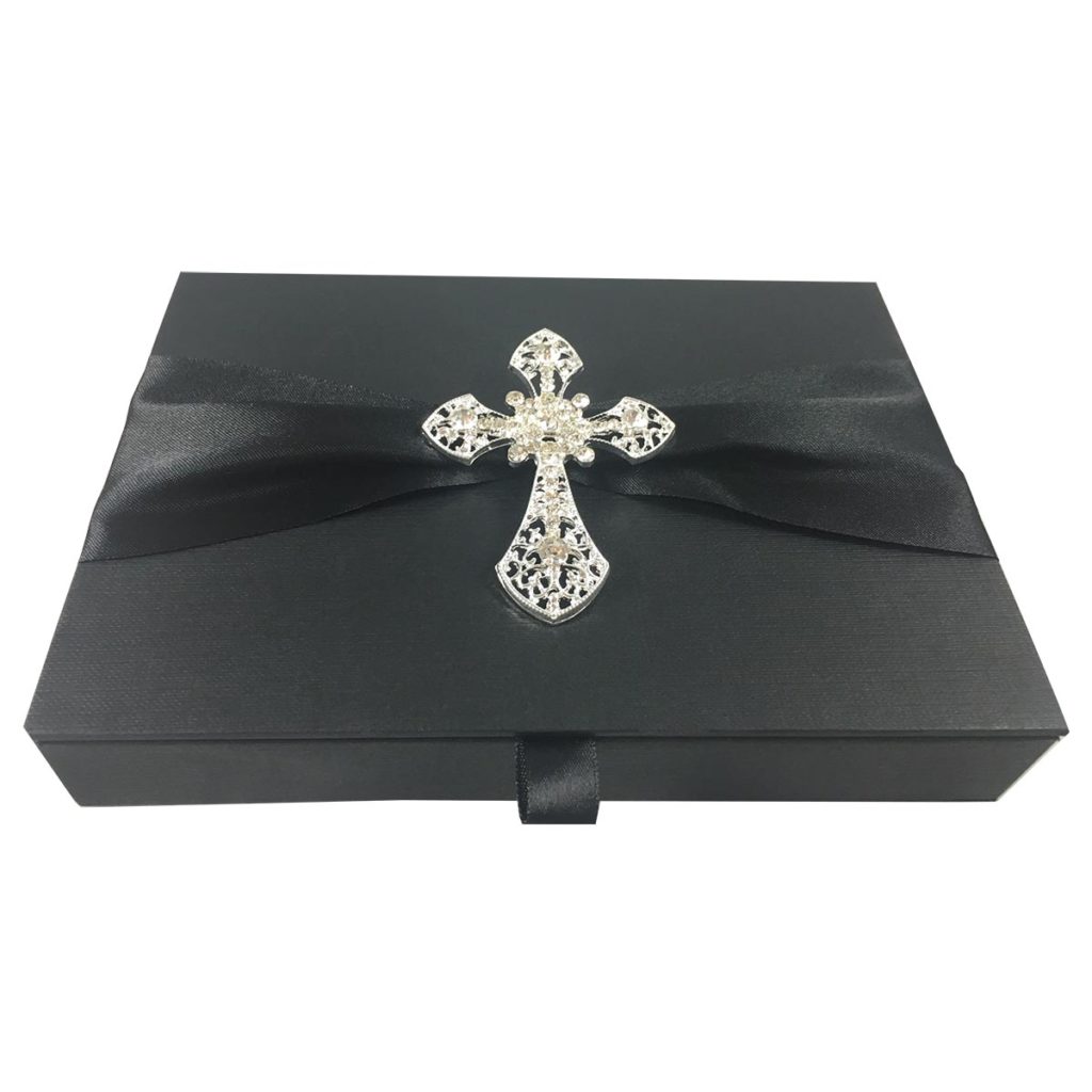 Black Condolence Ceremony Invitation Box - Christian Funeral ...