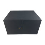 Large Black Cotton Box With Hinged Lid And Decent Golden Metal Lock