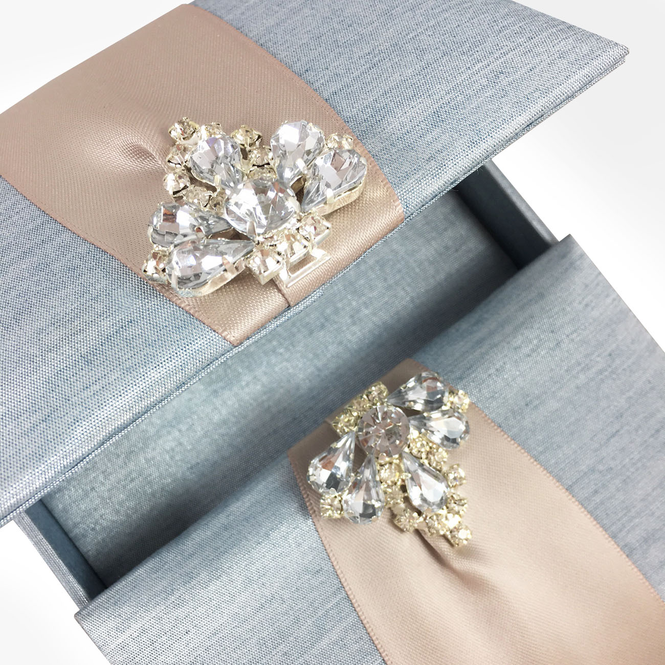 Mystic Blue Custom Invitation Box With Luxury Diamond Clasp Luxury 