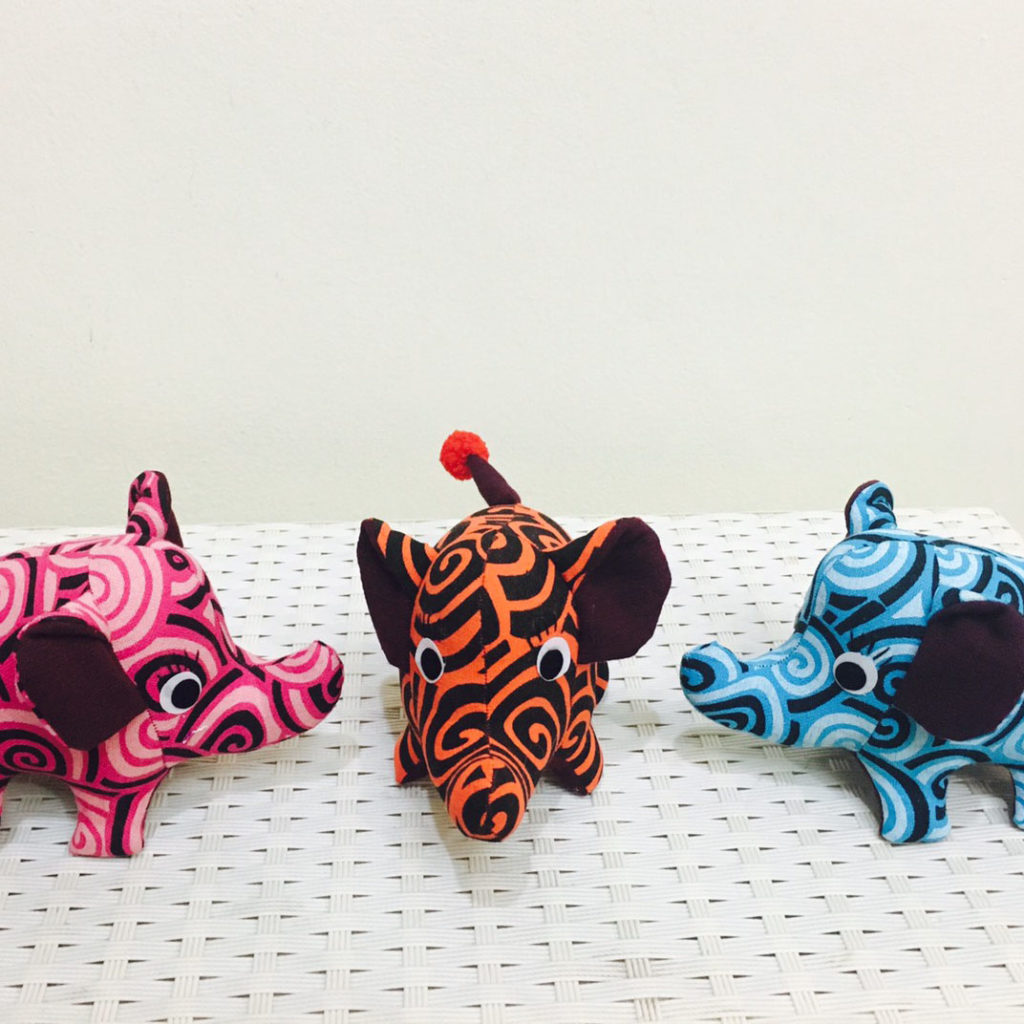 Cute Handmade Stuffed Cotton Elephants from Chiang Mai