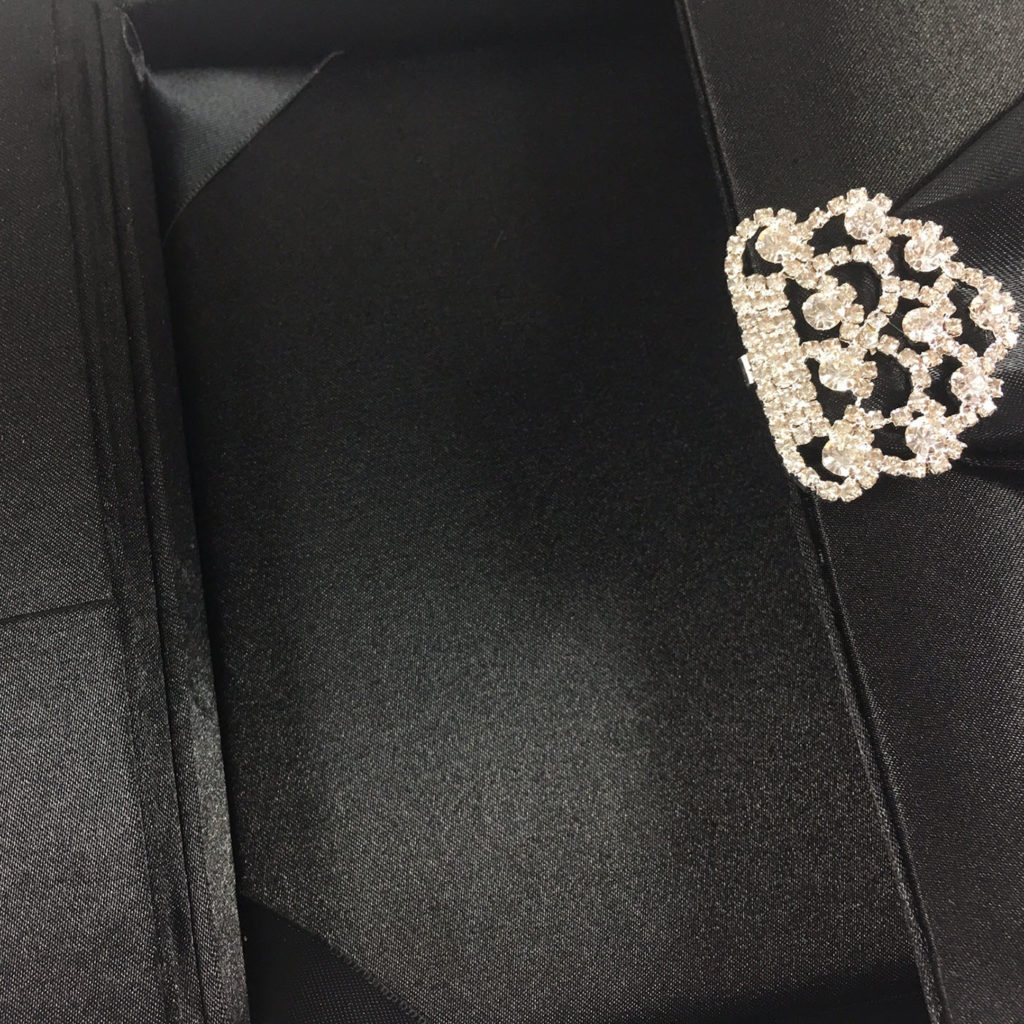 Black 7*7*1 Inches Silk Box With Rhinestone Embellishment For ...