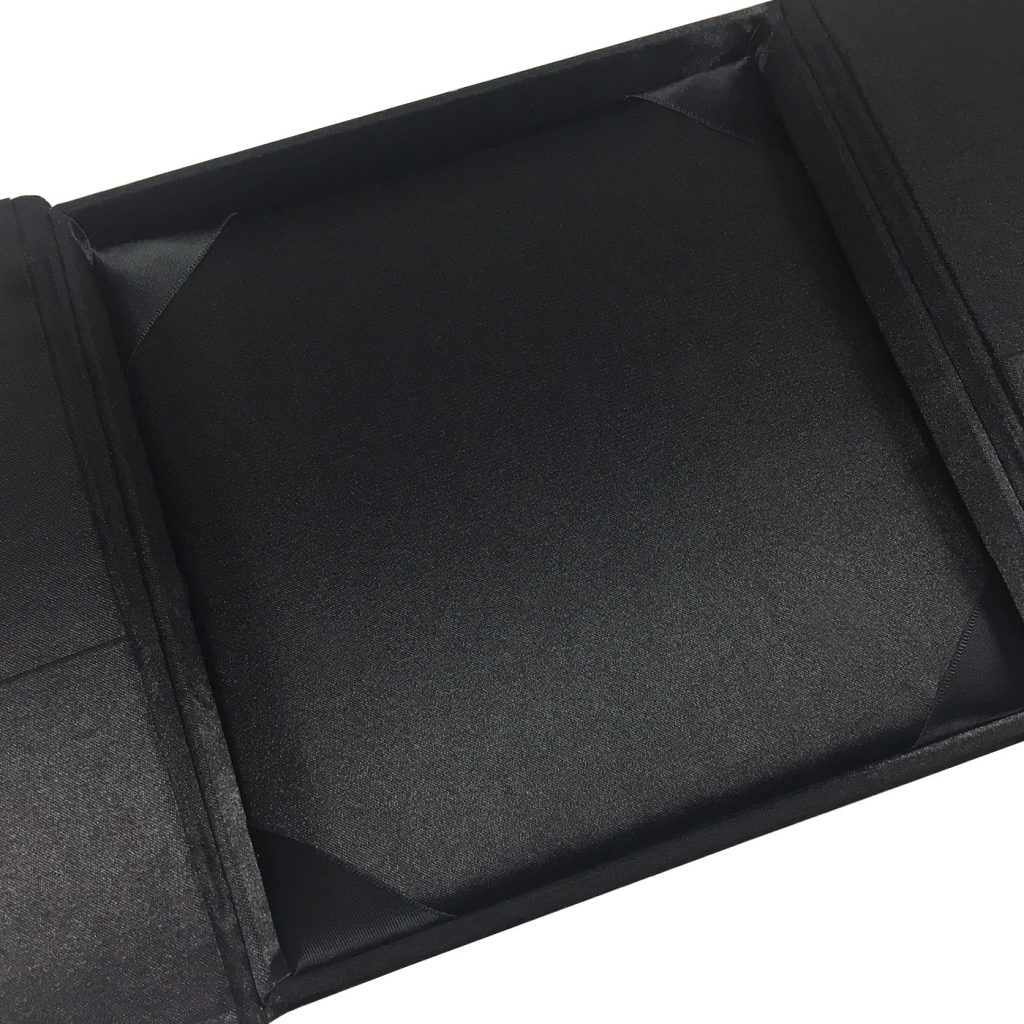 Black 7*7*1 Inches Silk Box With Rhinestone Embellishment For ...