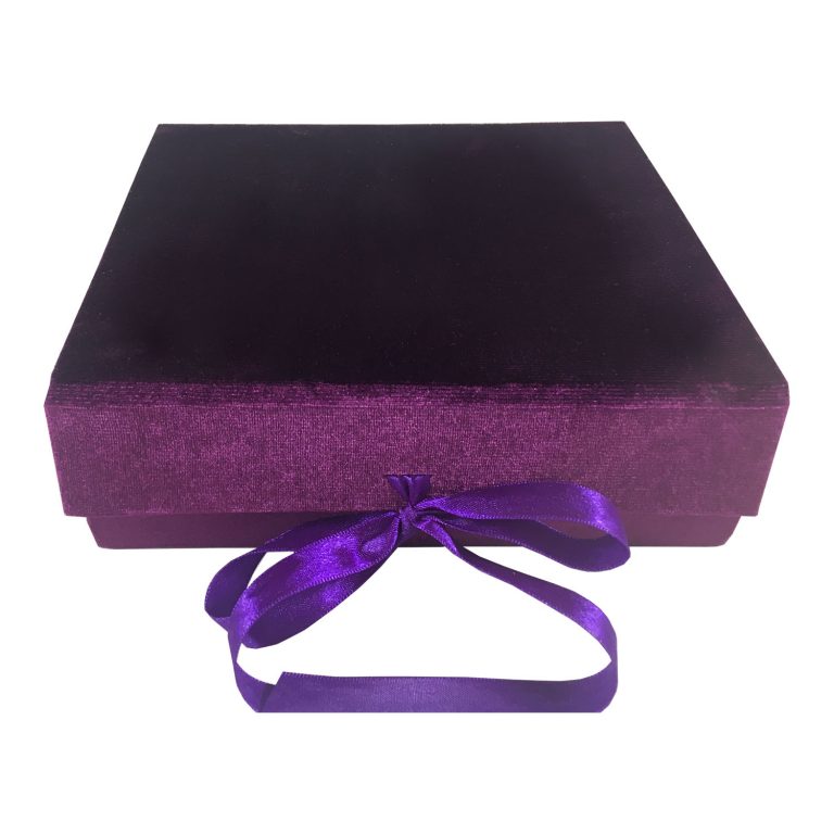 Purple Hinged Lid Velvet Box For Invitation Cards & Packaging of Luxury ...