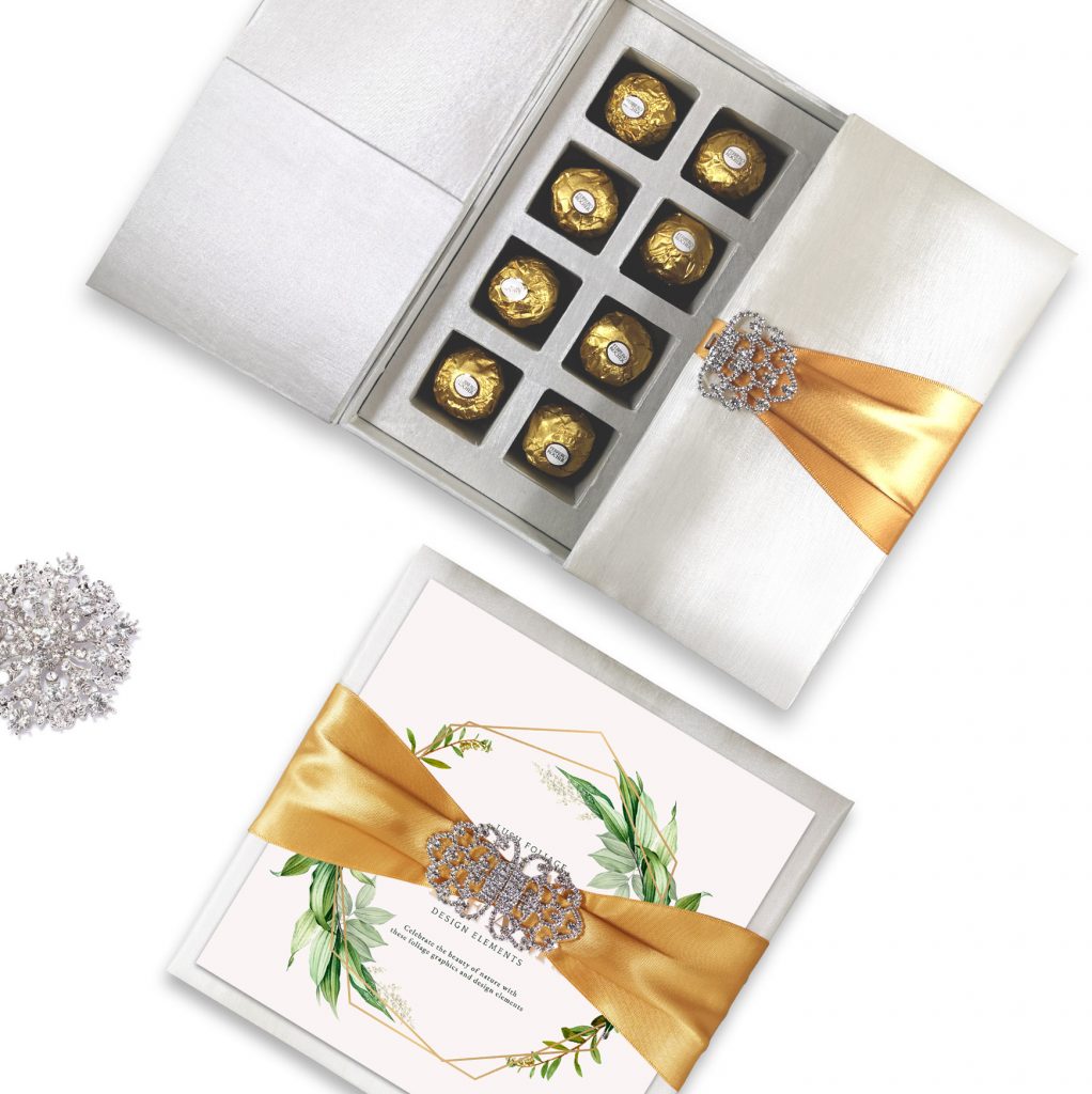 Silk Chocolate Tray Box For Pralines For Wedding & Corporate Invite