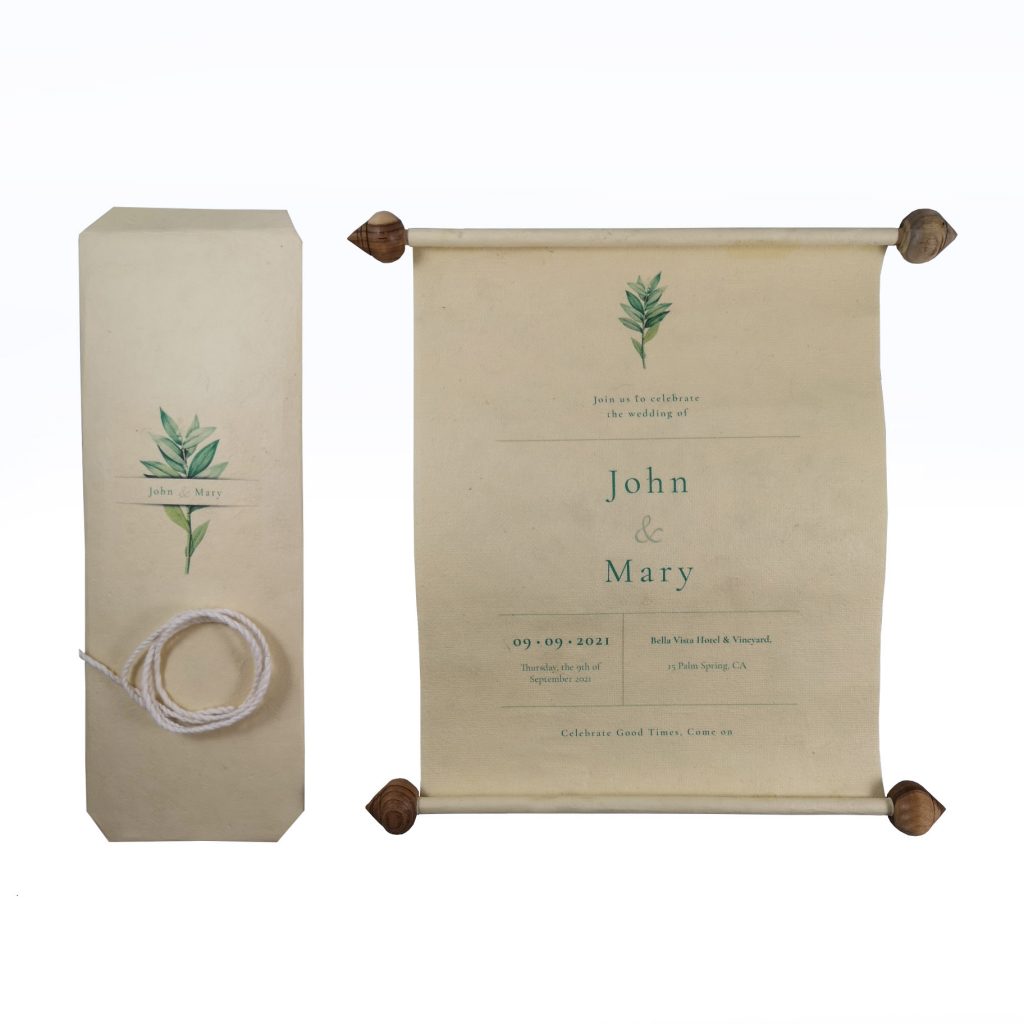 Custom Print Handmade Vintage Wedding Scroll Invitation