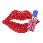 Red Lips Rhinestone Brooch