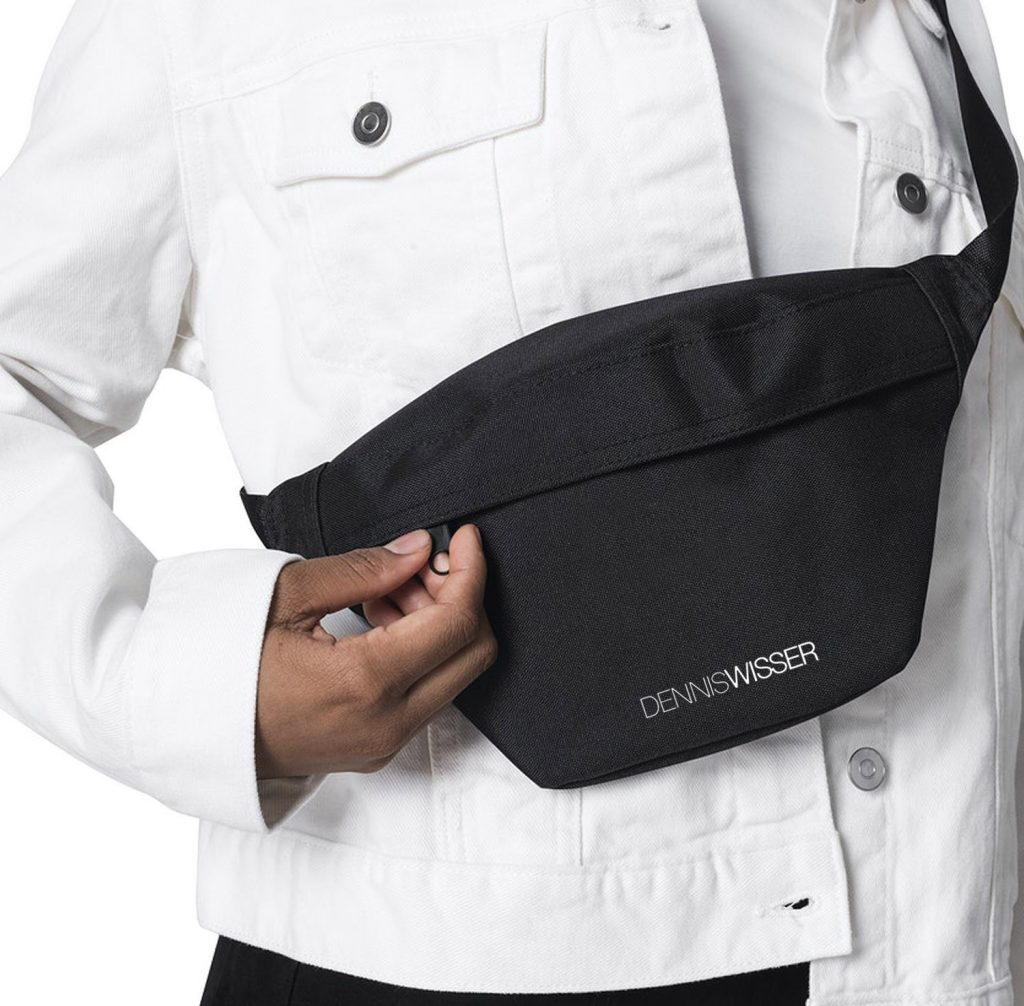 Stylish Black Polyester Fanny Bag