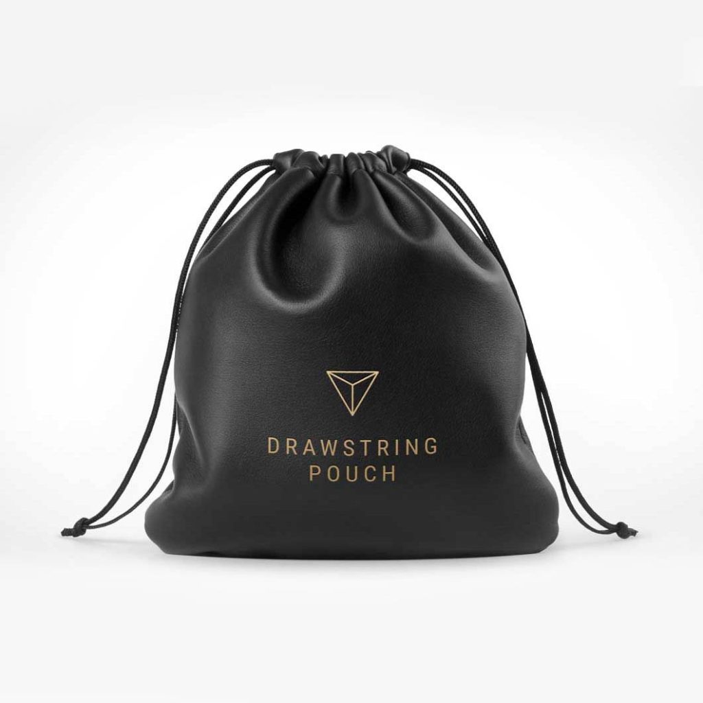 Black Faux Leather Jewelry Pouch With Gold Silk-Screen Printed Custom ...