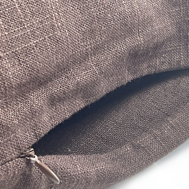 Zippered Brown Hemp Pillow Case