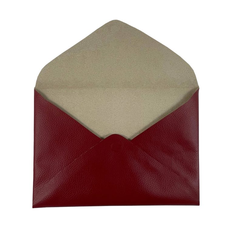 Custom Hot Stamped Red Vegan Leather Envelope