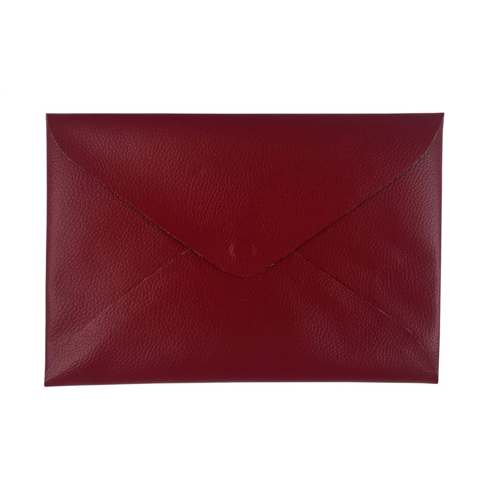 Custom Hot Stamped Red Vegan Leather Envelope