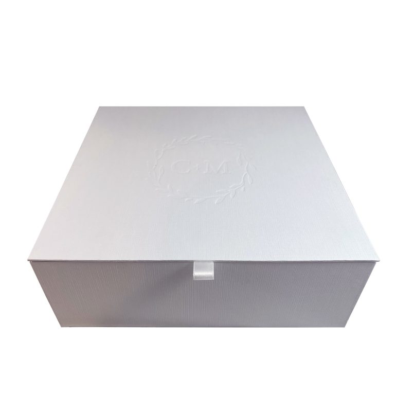 Blind Debossed Initials Paper Wedding Gift Box