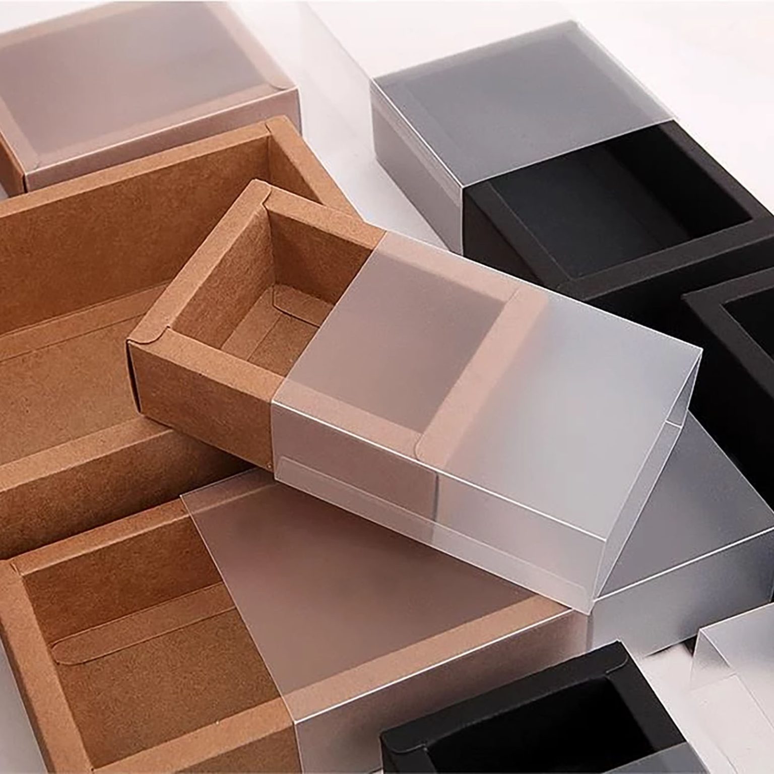 Black Folding Paper Box with Transparent Cover – Wholesale