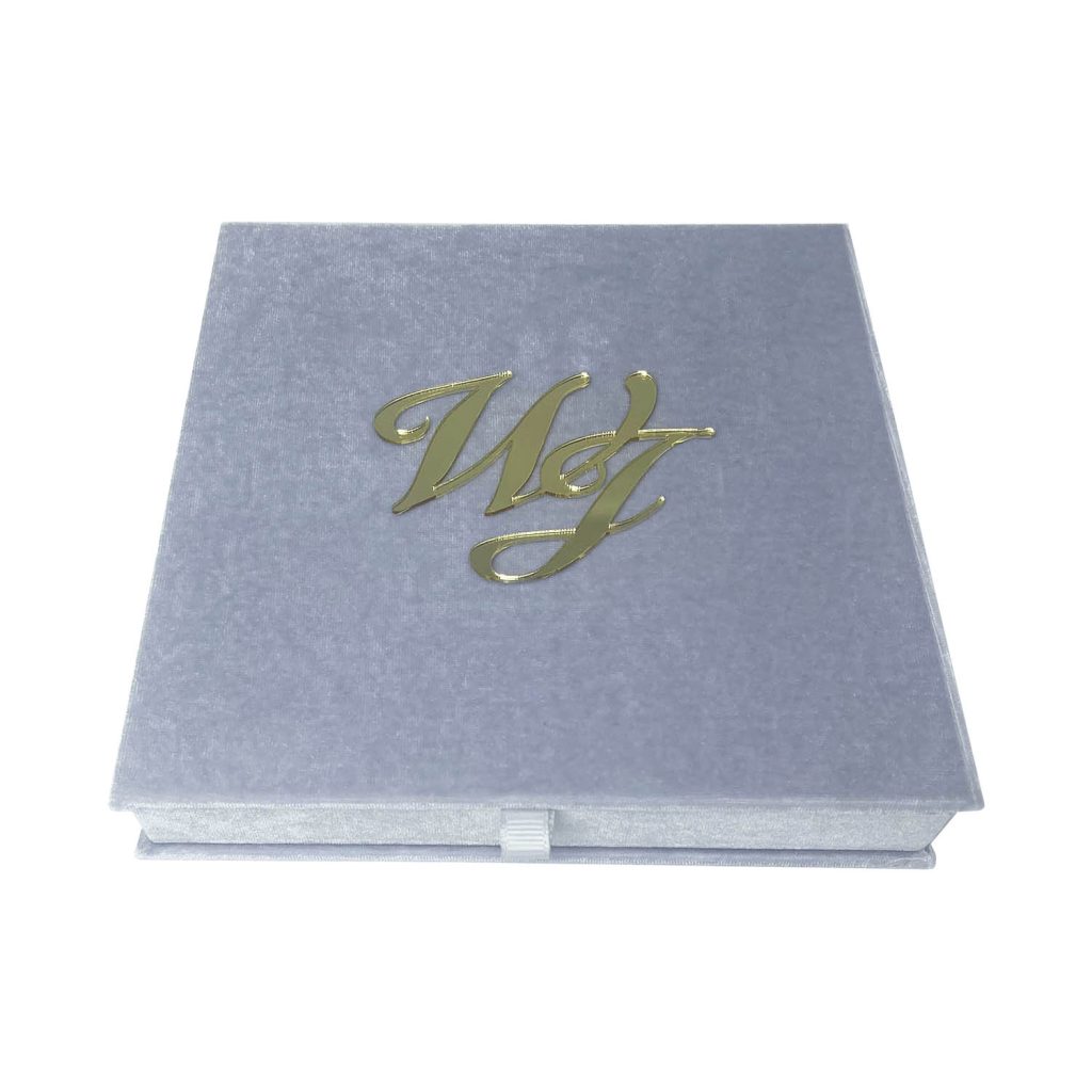 Silver Velvet Monogram Invitation Box