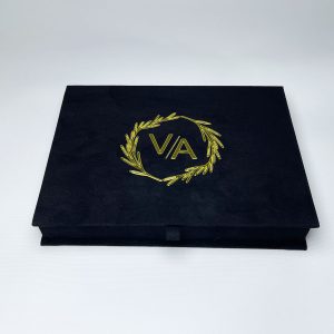 Black Suede Wedding Invitation Box | Customizable Thai Creations